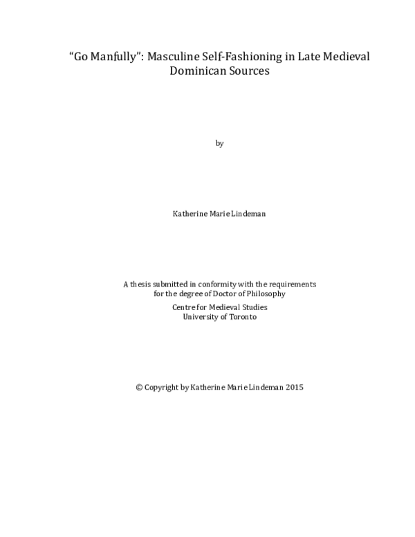 (PDF) Go Manfully": Masculine Self-Fashioning in Late Medieval ...
