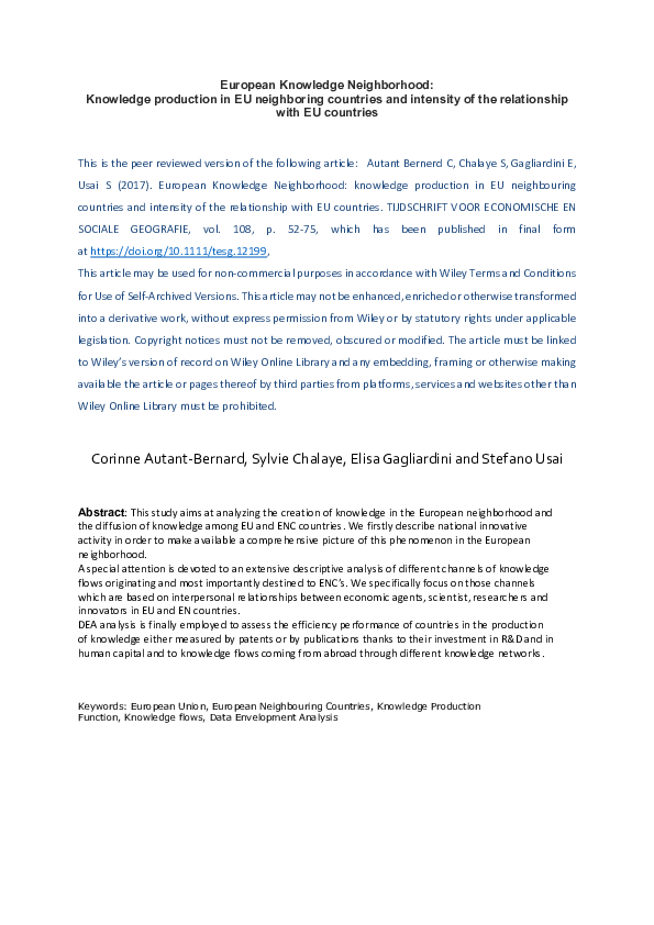 (PDF) European Knowledge Neighbourhood: Knowledge Production in EU Neighbouring Countries and ...