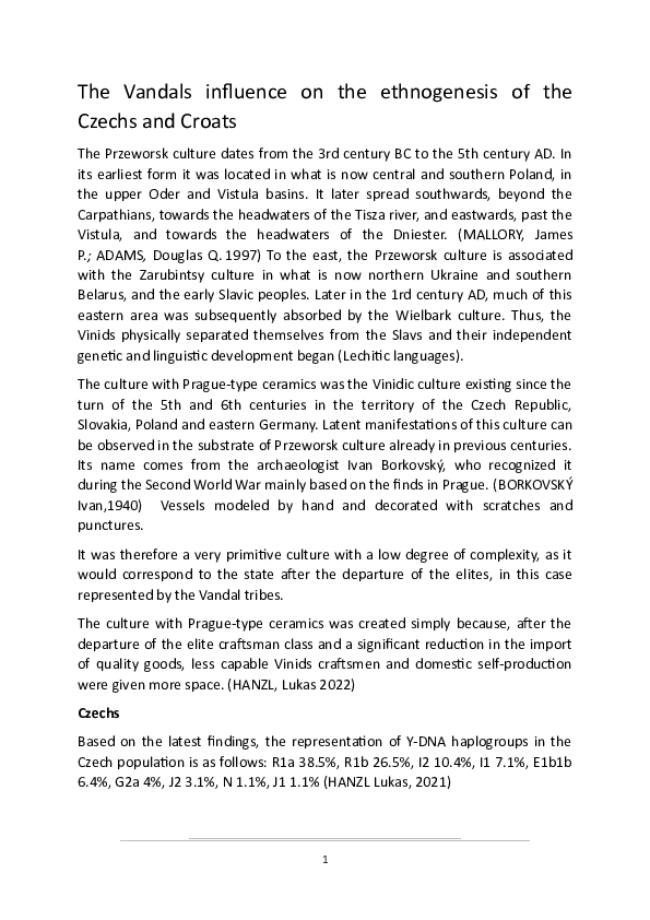(DOC) The Vandals infuence on the ethnogenesis of the Czechs and Croats