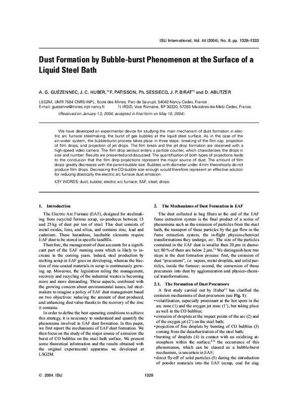(PDF) Dust Formation by Bubble-burst Phenomenon at the Surface of a ...