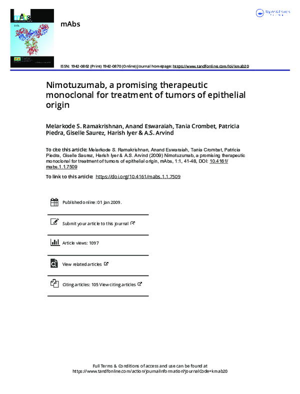 (PDF) Nimotuzumab, a promising therapeutic monoclonal for treatment of tumors of epithelial origin