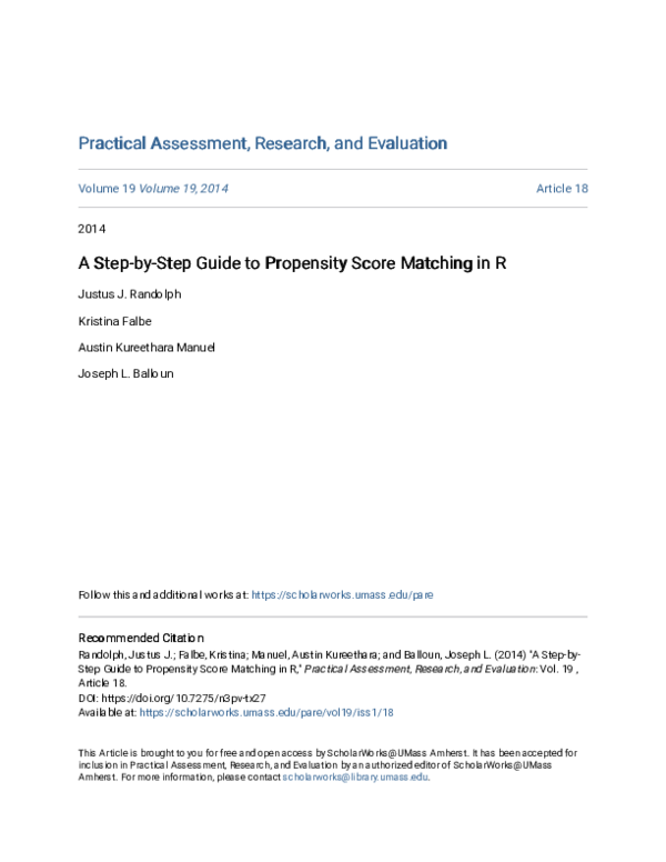 (PDF) A Step-by-Step Guide to Propensity Score Matching in R