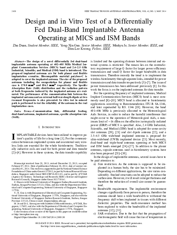 (PDF) Design and in Vitro Test of a Differentially Fed Dual-Band ...