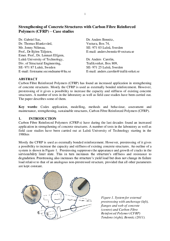 Pdf Strengthening Of Concrete Structures With Carbon Fibre Reinforced Polymers Cfrp Case