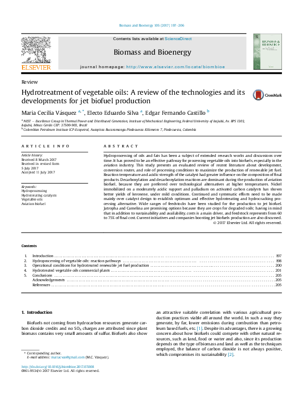 (PDF) Hydrotreatment of vegetable oils: A review of the technologies ...