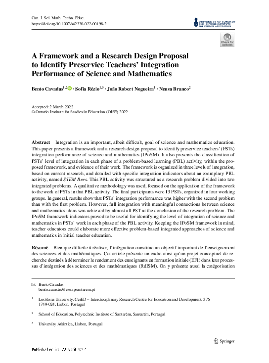 (PDF) A Framework and a Research Design Proposal to Identify Preservice ...