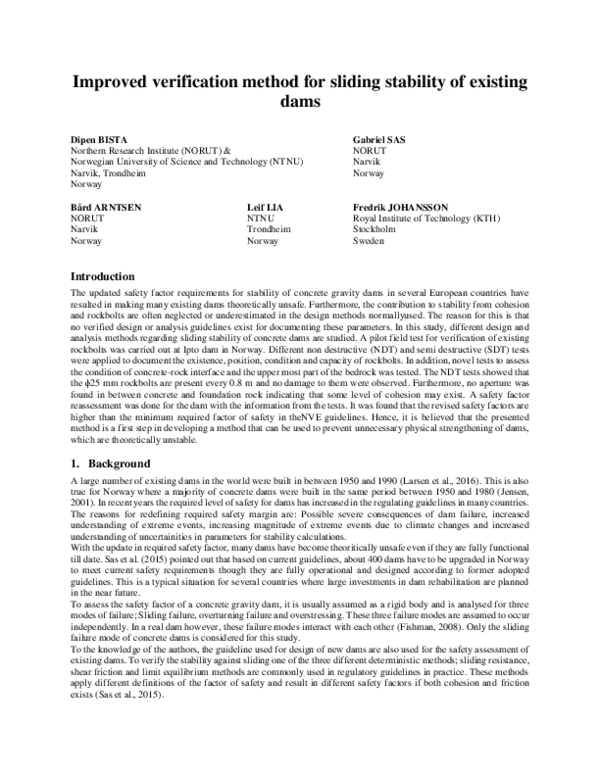 (PDF) Improved verification method for sliding stability of existing ...