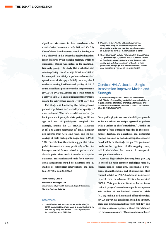 (PDF) Cervical HVLA Used as Single Intervention Improves Motion and ...
