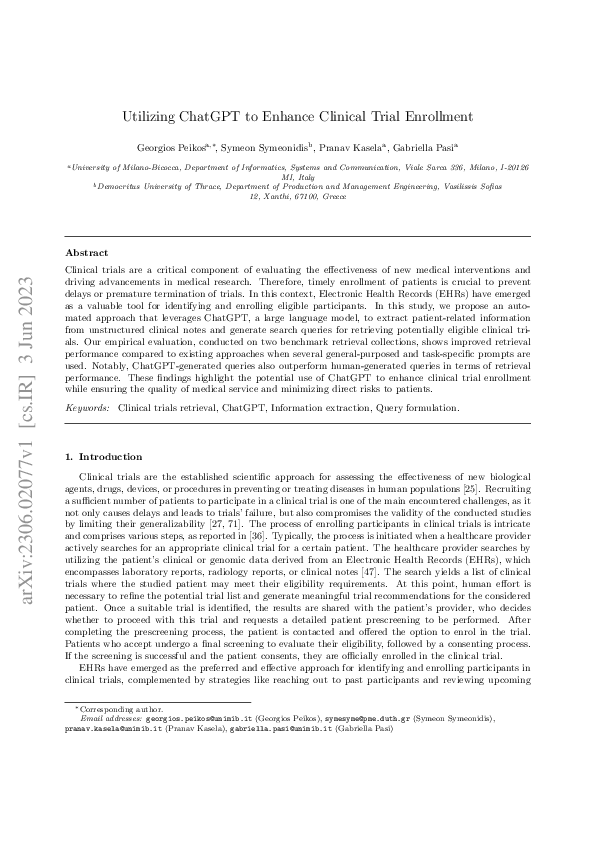(PDF) Utilizing ChatGPT to Enhance Clinical Trial Enrollment