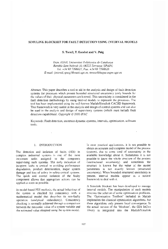 (PDF) Simulink Blockset for Fault Detection Using Interval Models
