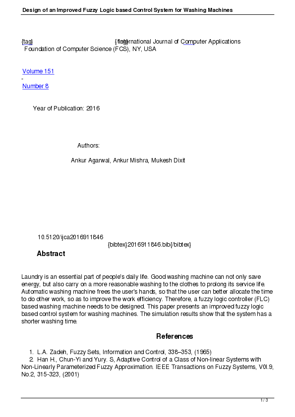 (PDF) Design of an Improved Fuzzy Logic based Control System for ...
