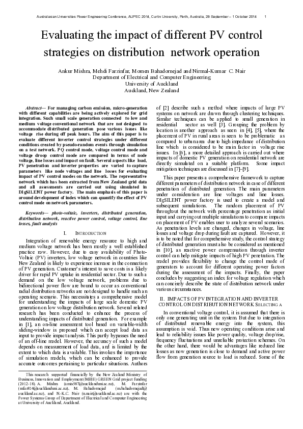 (PDF) Evaluating the impact of different PV control strategies on distribution network operation