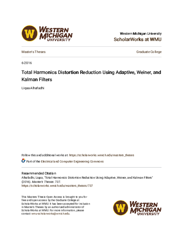 (PDF) Total harmonics distortion reduction using adaptive, Weiner, and ...