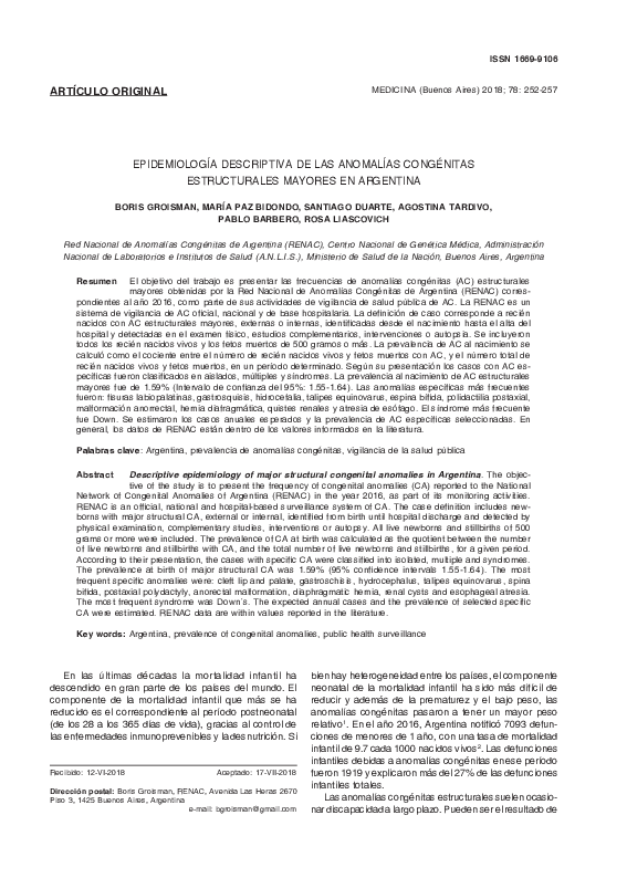 (PDF) [Descriptive epidemiology of major structural congenital ...