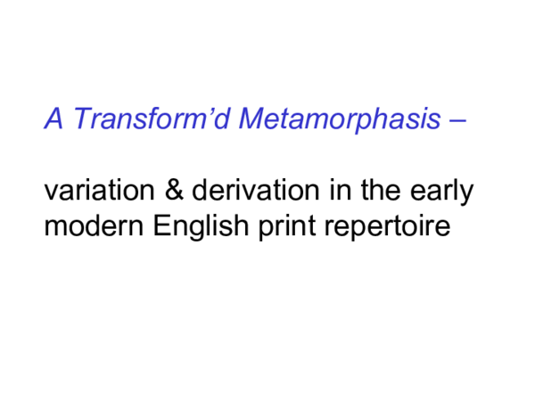 (PPT) Metamorphosis - Part 1