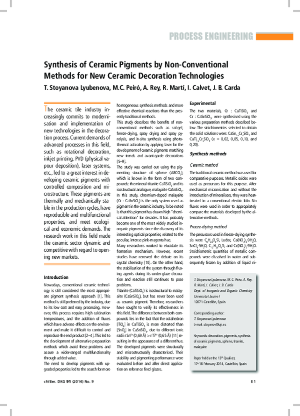 (PDF) Synthesis of Ceramic Pigments by Non-Conventional Methods for Use ...
