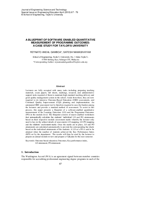 (PDF) A blueprint for software enabled quantitative measurement of programme outcomes: A case ...