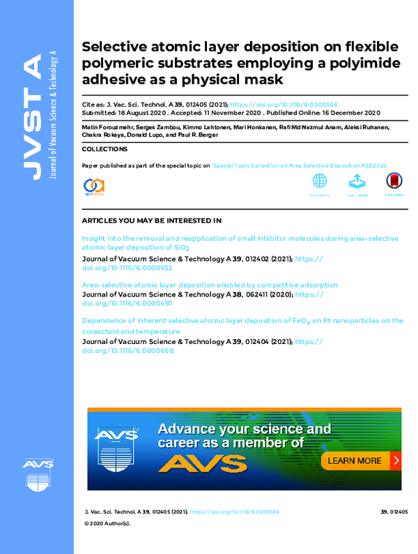 (PDF) Selective atomic layer deposition on flexible polymeric ...