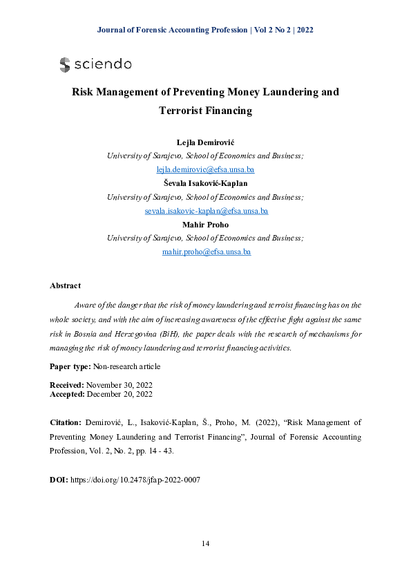 (PDF) Risk Management of Preventing Money Laundering and Terrorist ...