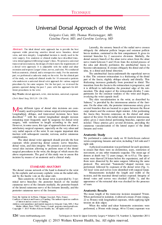 (PDF) Universal Transversal Dorsal Approach for Wrist Surgery