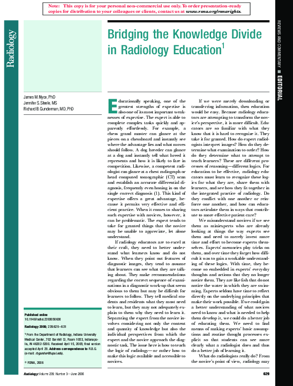 (PDF) Bridging the Knowledge Divide in Radiology Education