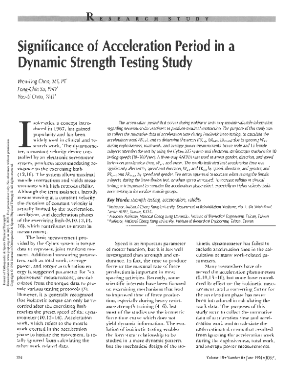 (PDF) Significance of Acceleration Period in a Dynamic Strength Testing ...