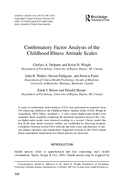 (PDF) Confirmatory Factor Analysis of the Childhood Illness Attitude Scales