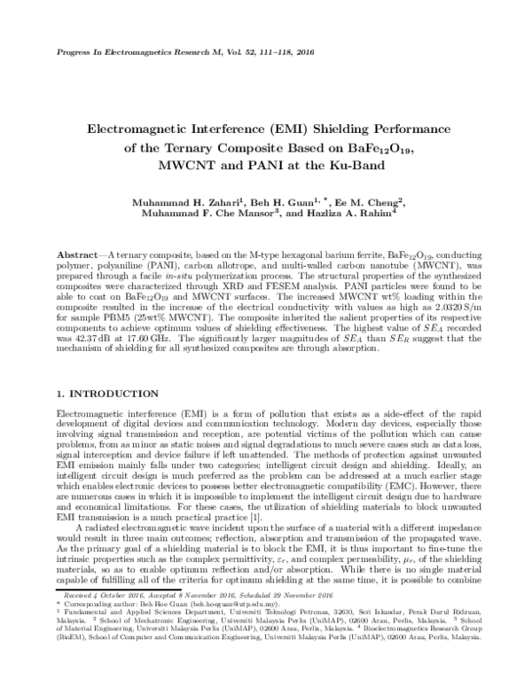 (PDF) Electromagnetic Interference (Emi) Shielding Performance of the Ternary Composite Based on ...