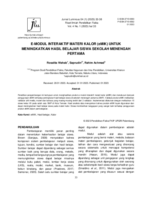 (PDF) E-Modul Interaktif Materi Kalor untuk Meningkatkan Hasil Belajar ...
