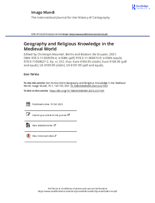 (PDF) Geography and Religious Knowledge in the Medieval World
