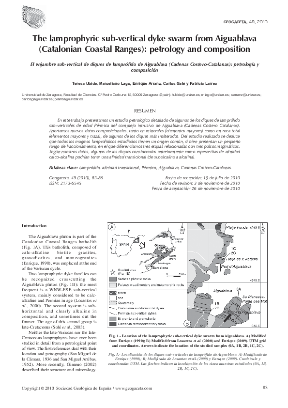 (PDF) The lamprophyric sub-vertical dyke swarm from Aiguablava ...