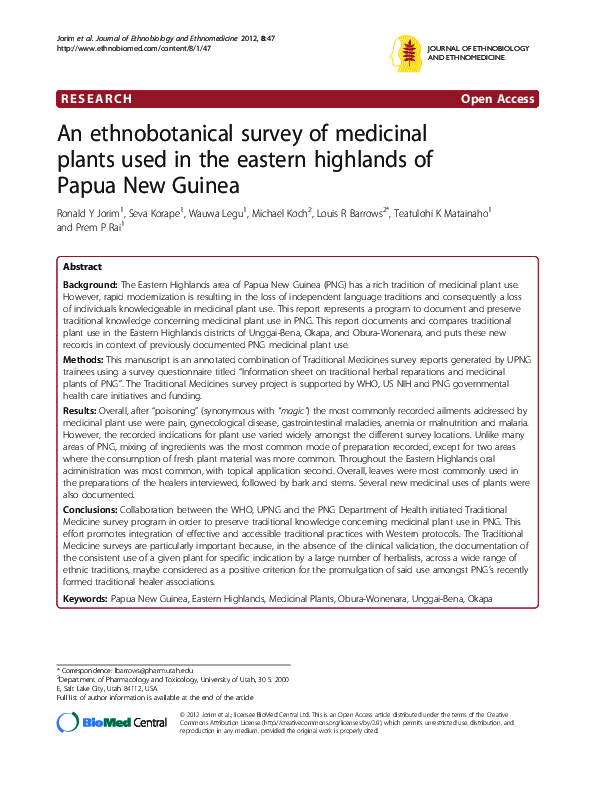 (PDF) Ethnobotanical survey of medicinal plants used in the treatment of animal diarrhoea in ...
