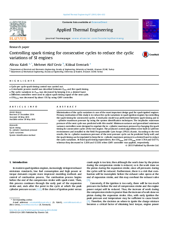 (PDF) Controlling spark timing for consecutive cycles to reduce the ...