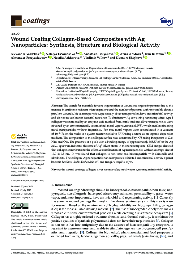 (PDF) Wound Coating Collagen-Based Composites with Ag Nanoparticles ...