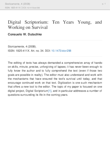 (PDF) Digital Scriptorium: Ten Years Young, and Working on Survival