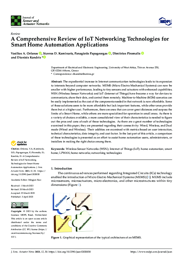 (PDF) A Comprehensive Review of IoT Networking Technologies for Smart Home Automation ...