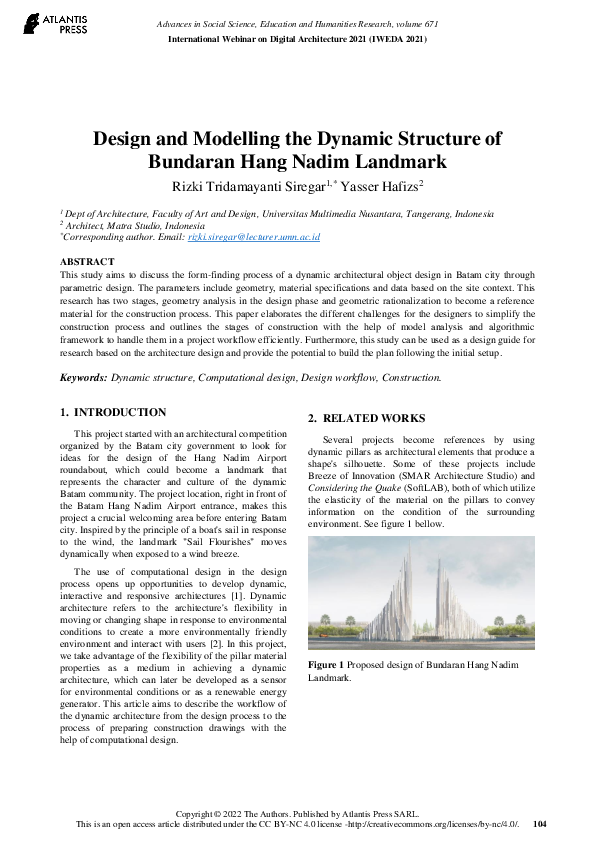 (PDF) Dynamic Design and Modeling of Bundaran Hang Nadim Landmark