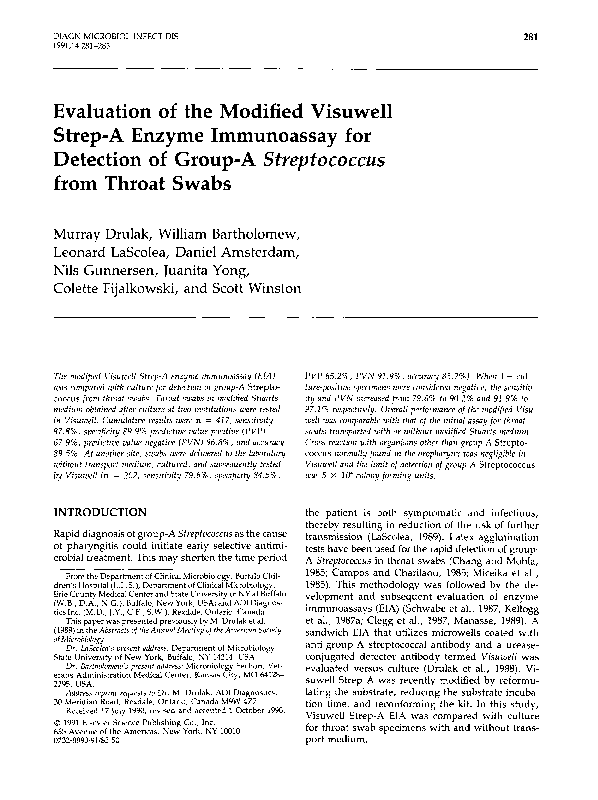 (PDF) Evaluation of the modified Visuwell Strep-A enzyme immunoassay ...