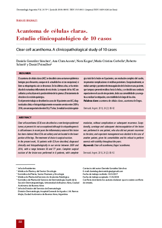 (PDF) Acantoma de células claras. Estudio clinicopatológico de 10 casos