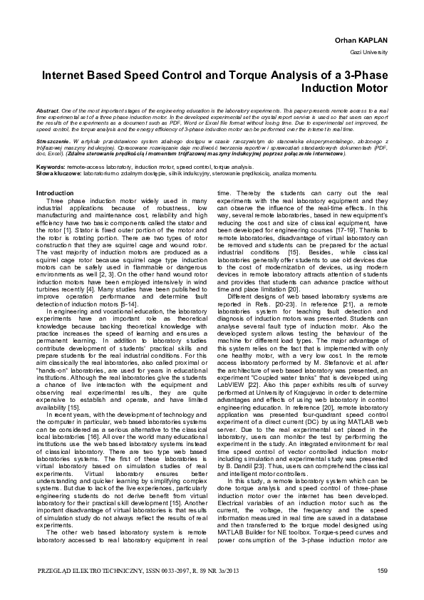 (PDF) Internet Based Speed Control and Torque Analysis of a 3-Phase Induction Motor