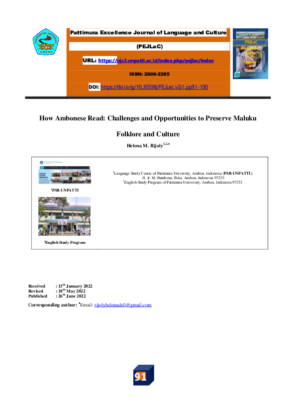 (PDF) How Ambonese Read: Challenges and Opportunities to Preserve ...