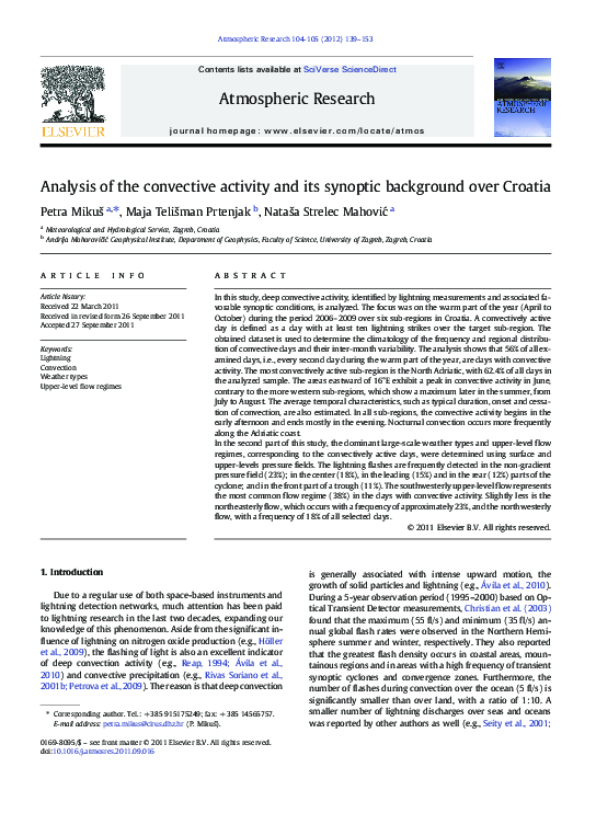 (PDF) Analysis of the convective activity and its synoptic background ...