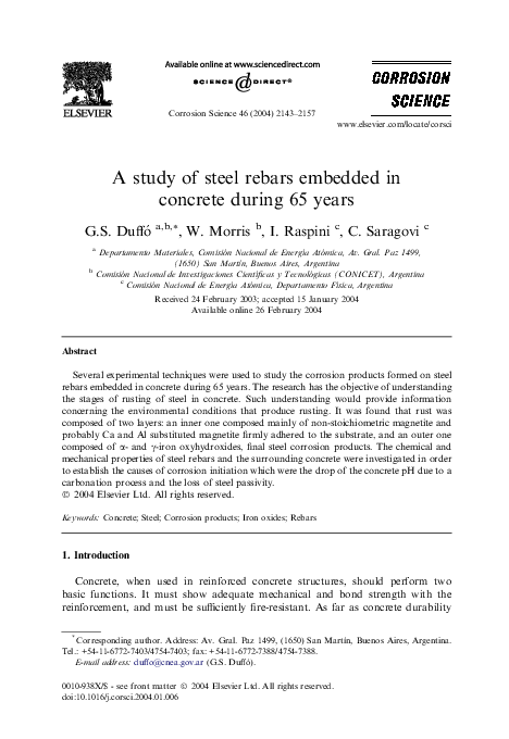 (PDF) Corrosion Study of Steel Rebars in Concrete