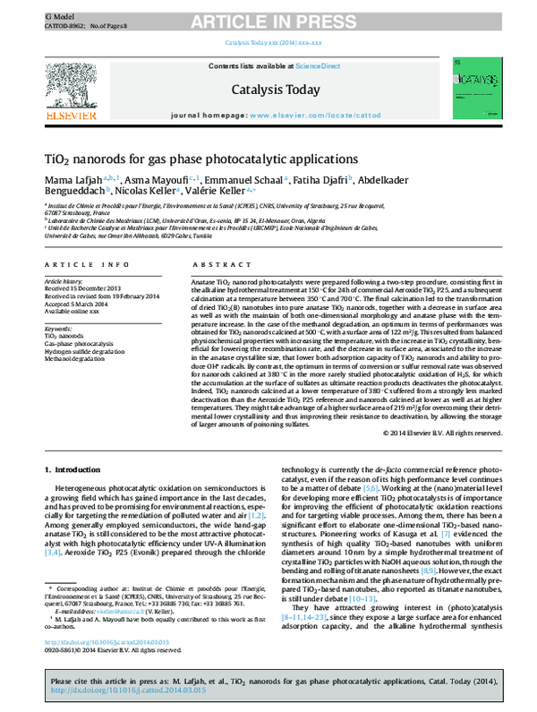 Pdf Tio2 Nanorods For Gas Phase Photocatalytic Applications