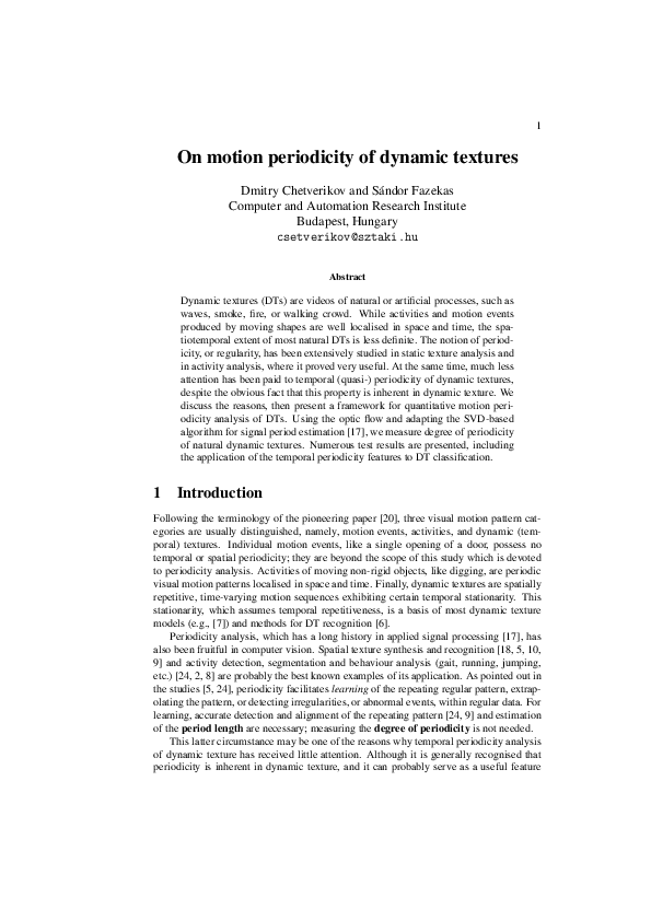 (PDF) On motion periodicity of dynamic textures