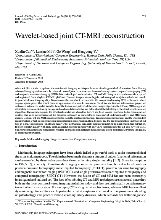 (PDF) Wavelet-based joint CT-MRI reconstruction | Hengyong Yu ... (PDF) Wavelet-based joint CT-MRI reconstruction | Hengyong Yu ...