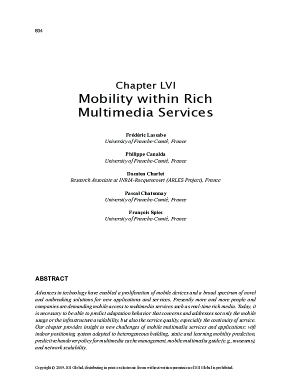 (PDF) Mobility within Rich Multimedia Services