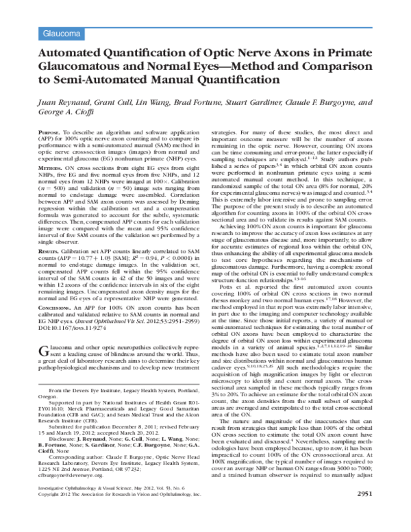 (PDF) Automated Quantification of Optic Nerve Axons in Primate Glaucomatous and Normal Eyes ...