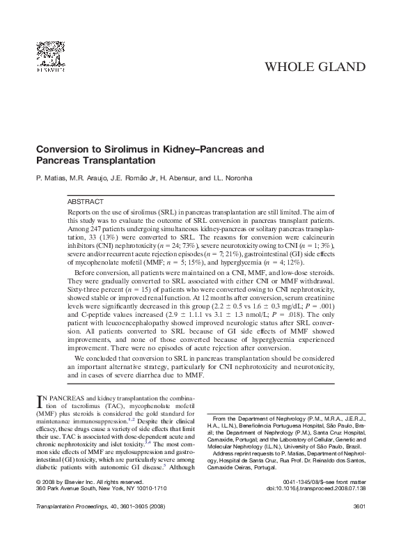 (PDF) Conversion to Sirolimus in Kidney-Pancreas and Pancreas ...