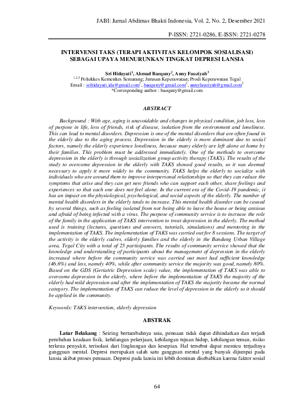 (PDF) Intervensi Taks (Terapi Aktivitas Kelompok Sosialisasi) Sebagai Upaya Menurunkan Tingkat ...